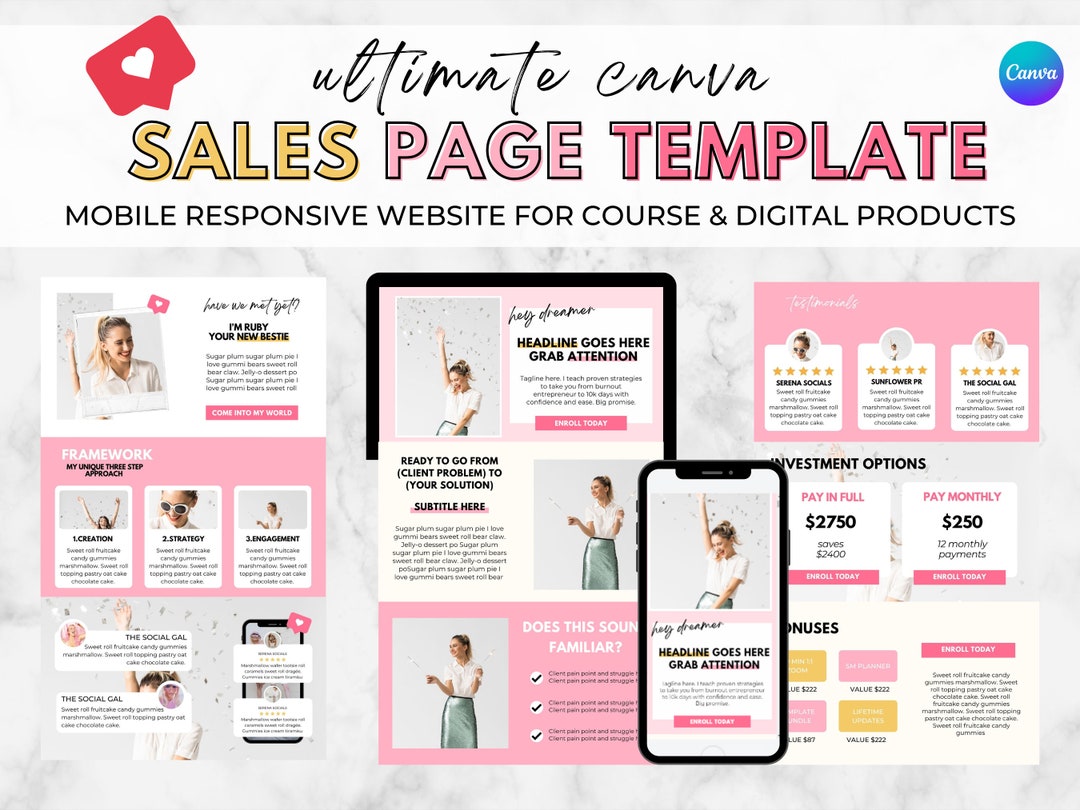 Canva Sales Page. Canva Sales Page Template. Course Launch. Coaching ...