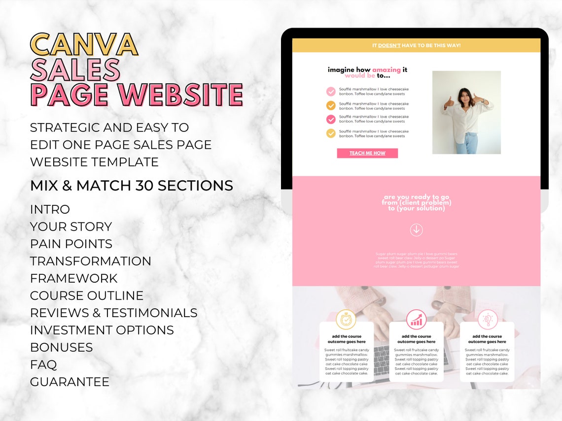 Canva Sales Page. Canva Sales Page Template. Course Launch. Coaching ...
