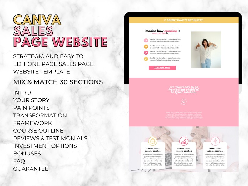 Canva Sales Page. Canva Sales Page Template. Course Launch. - Etsy ...