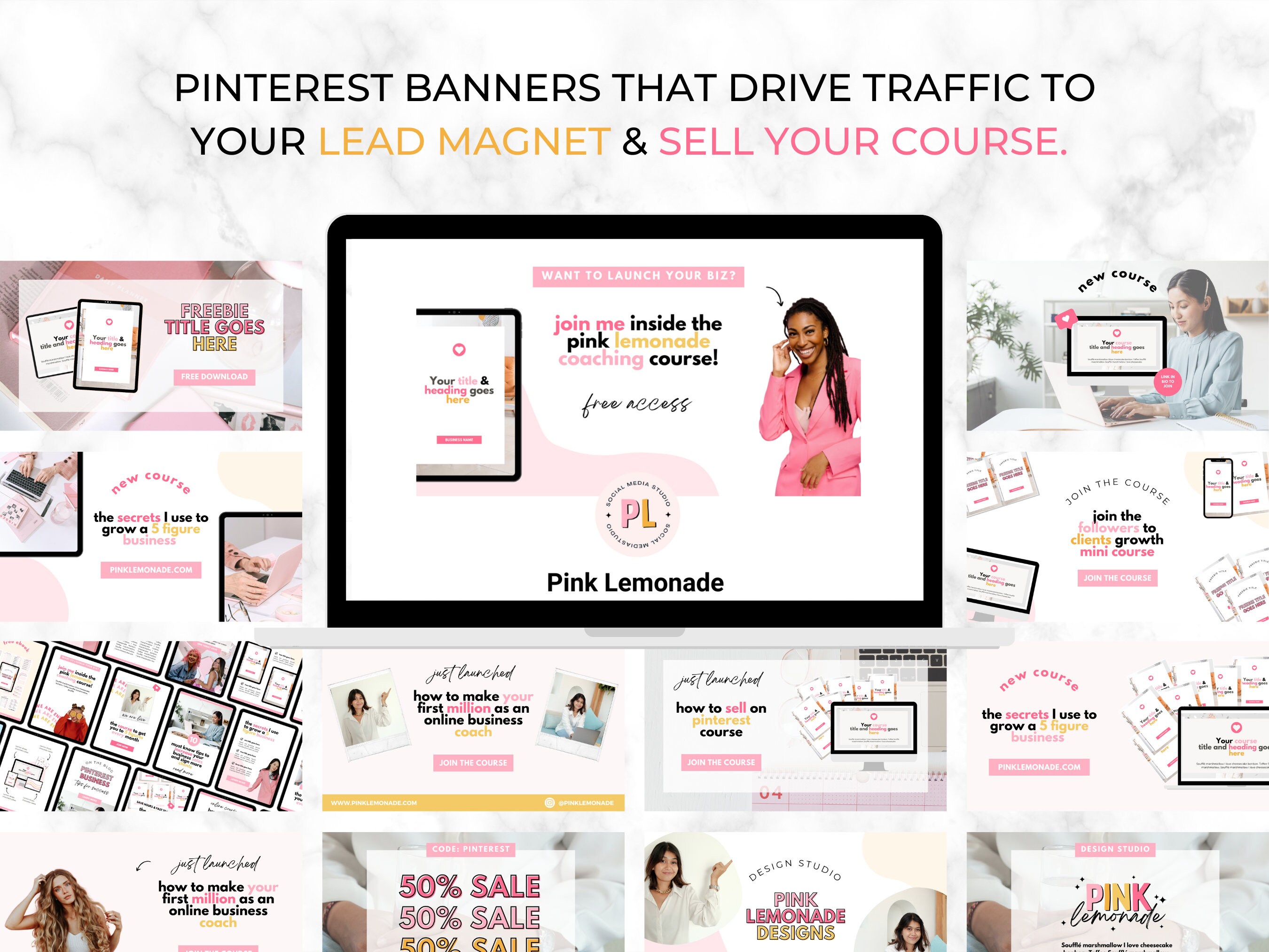 Course Launch Template, Course Creator, Digital Product Mockup ,canva,social Media, Course ...
