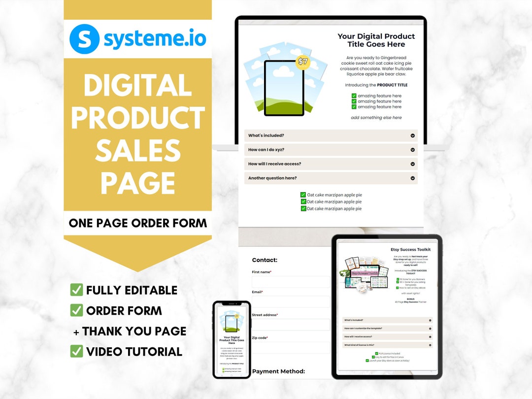 Systeme Io Sales Page Template. Funnel Template. Landing Page. One Page ...