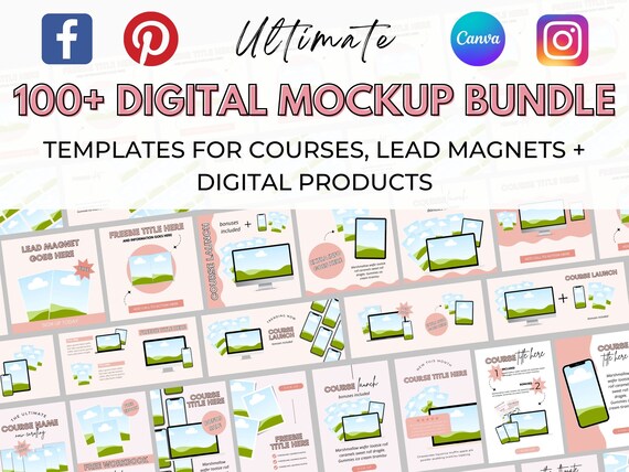 Digital Products Mockup Canva Mockup Template Online Course | Etsy