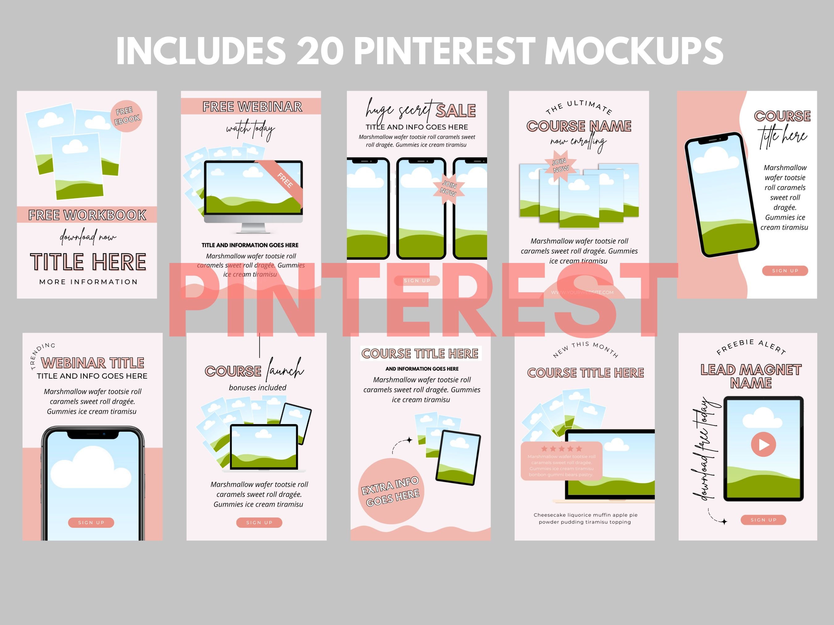 Digital Products Mockup, Canva Mockup Template, Online Course Mockup ...