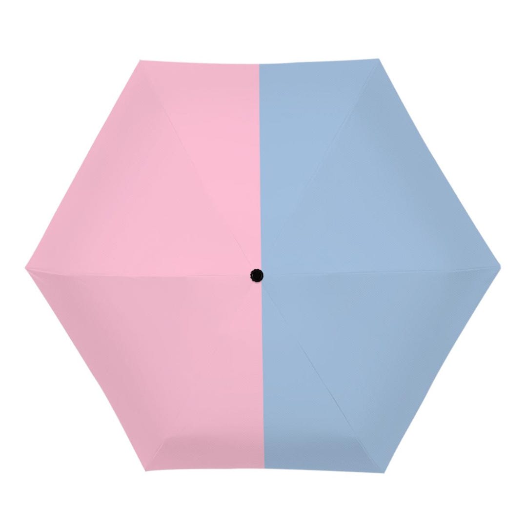 Half Blue Half Pink Colorblock Umbrella – Stylish Hand-opened Polyester ...