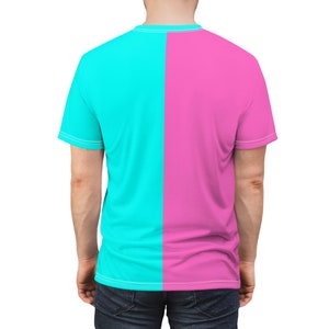 Pink and Blue Half and Half Tee Shirt Split Tee Two-toned Shirt Gender ...