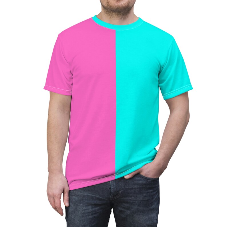 Pink and Blue Half and Half Tee Shirt Split Tee Two-toned Shirt Gender ...