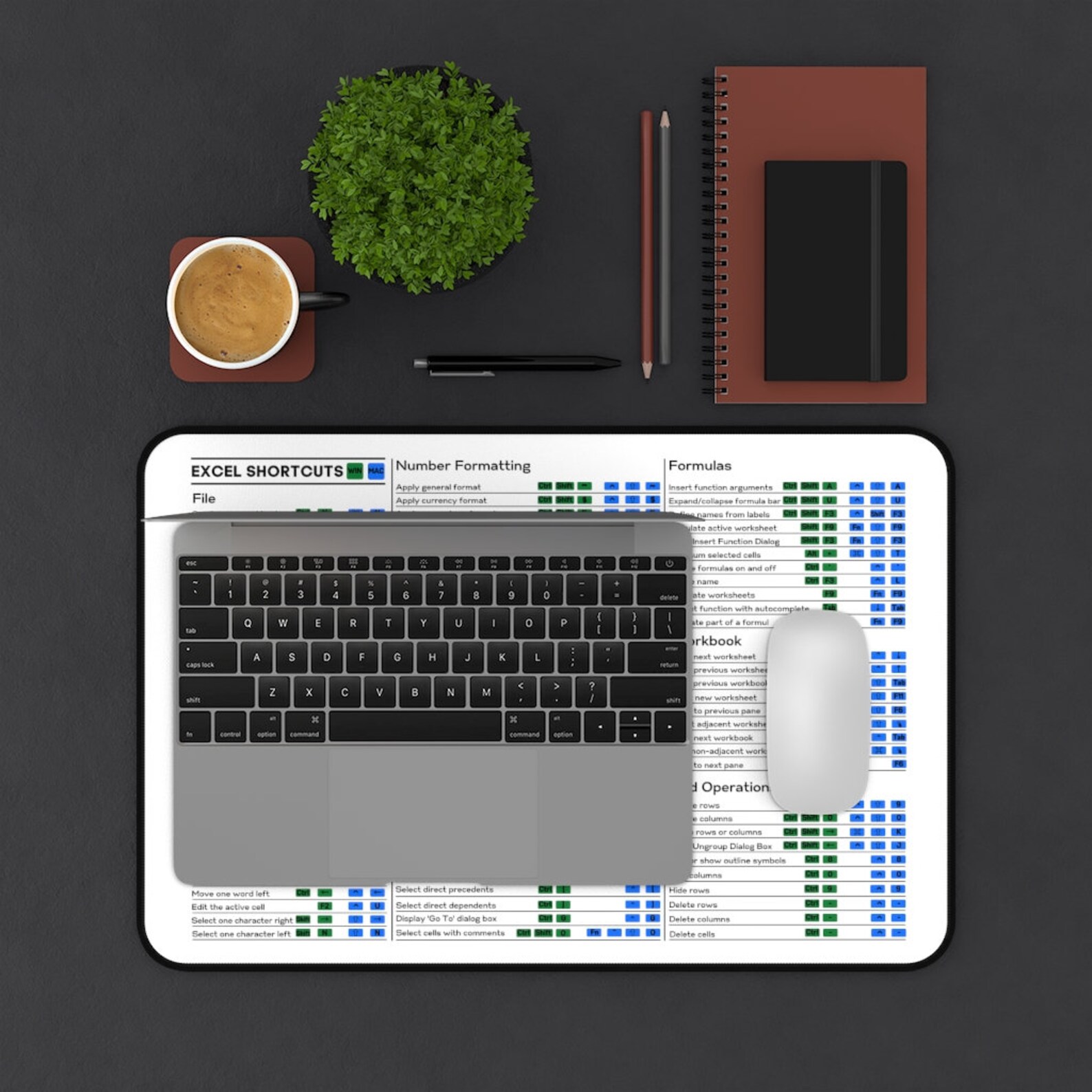 Excel Shortcuts Desk Mat, Excel Super Shortcuts Mouse Pad, Desk Mat ...