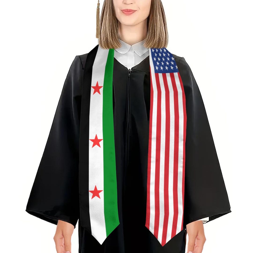 Graduation Stole With Mixed Flags: Half USA, Half Syria. Personalized ...