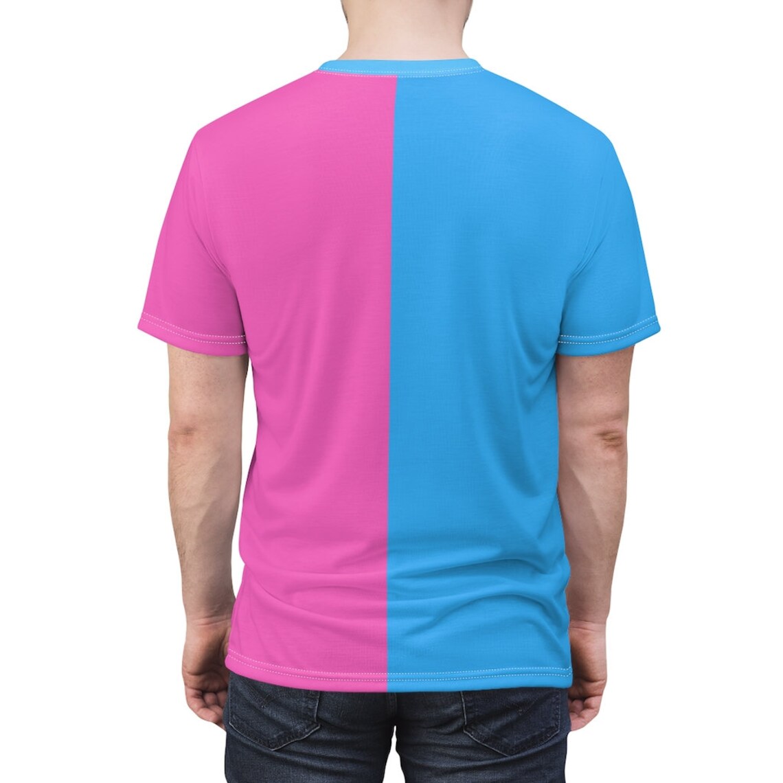 Pink and Blue Half and Half Tee Shirt Split Tee Two-toned - Etsy