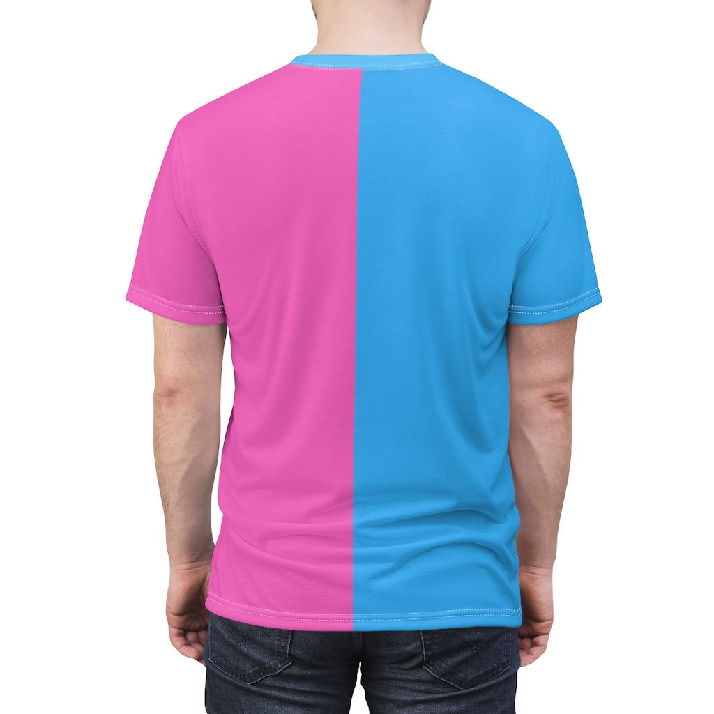 Camiseta mitad y mitad rosa y azul / Camiseta dividida / - Etsy México