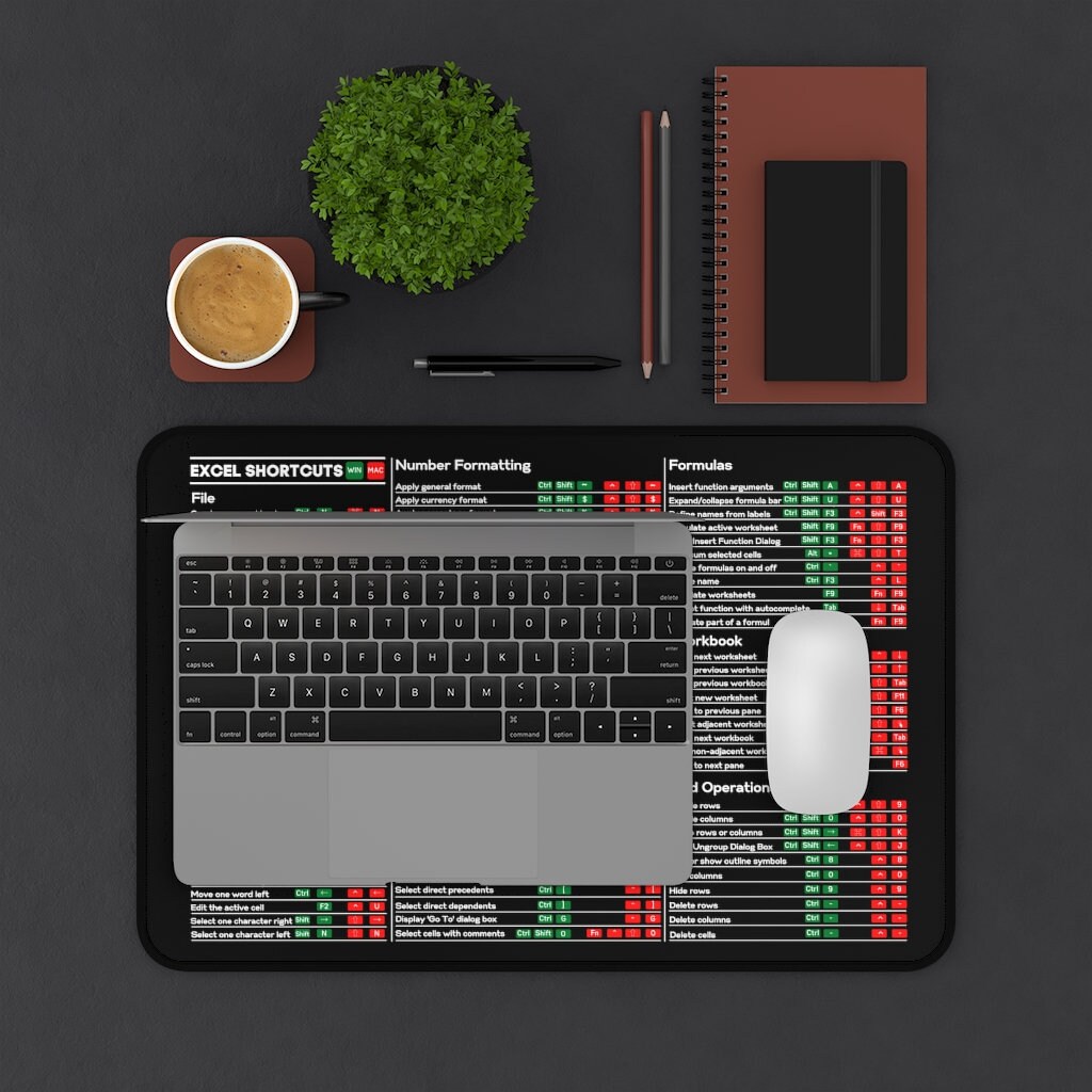 Excel Shortcuts Desk Mat Excel Super Shortcuts Mouse Pad - Etsy