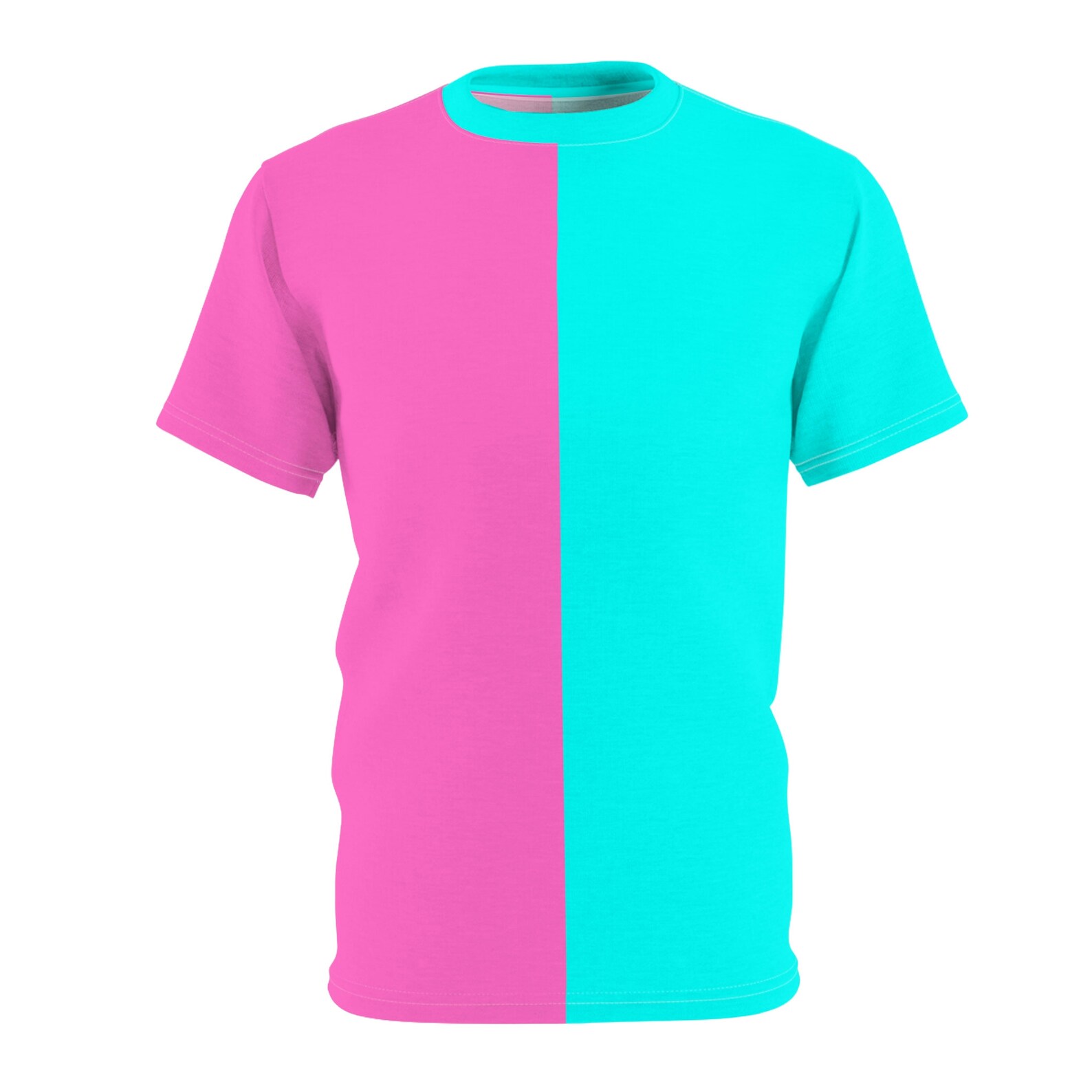 Pink and Blue Half and Half Tee Shirt Split Tee Two-toned Shirt Gender ...
