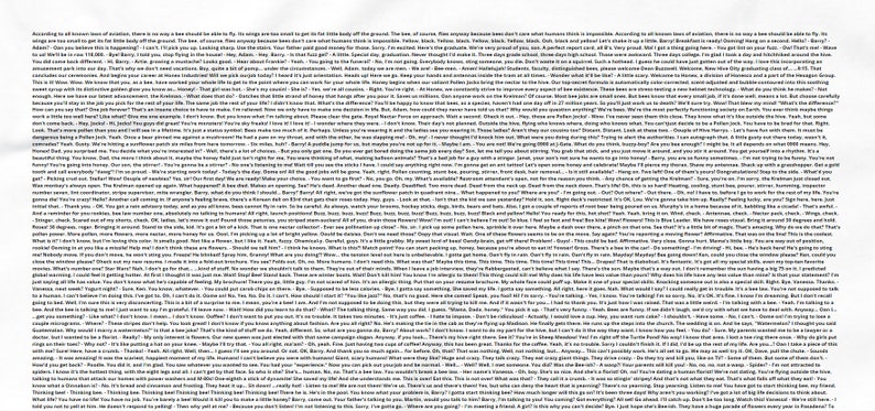 Bee Movie Script T Shirt, Bee Movie Entire Scrip Meme Movie Film Unisex ...