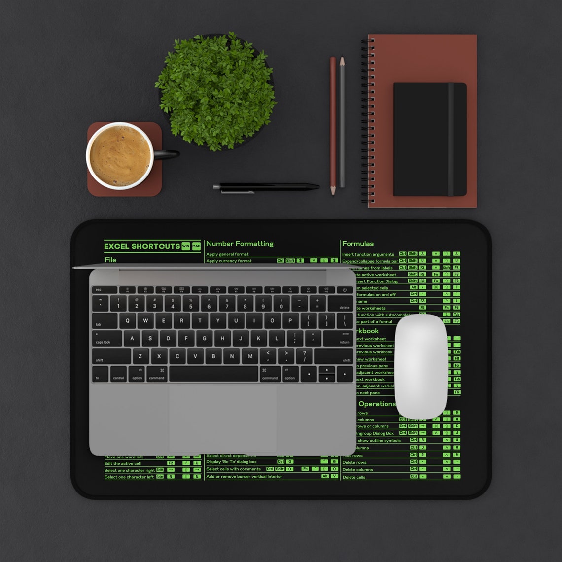 Excel Shortcuts Desk Mat, Excel Super Shortcuts Mouse Pad, Desk Mat ...