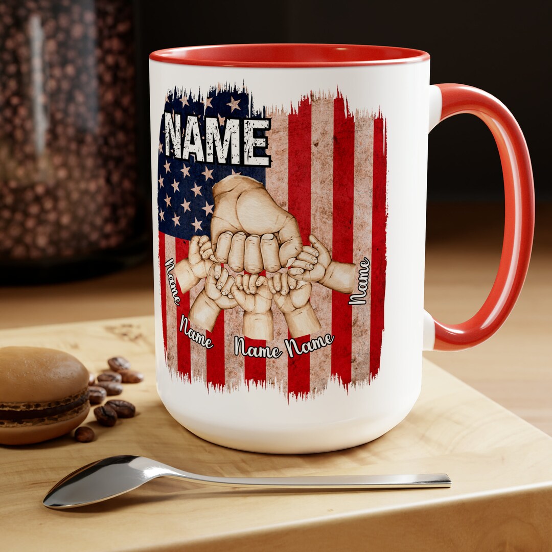 Father's Day Fist Bump Set Flag America Mug, Baby Toddler Kid, Dad Hand ...
