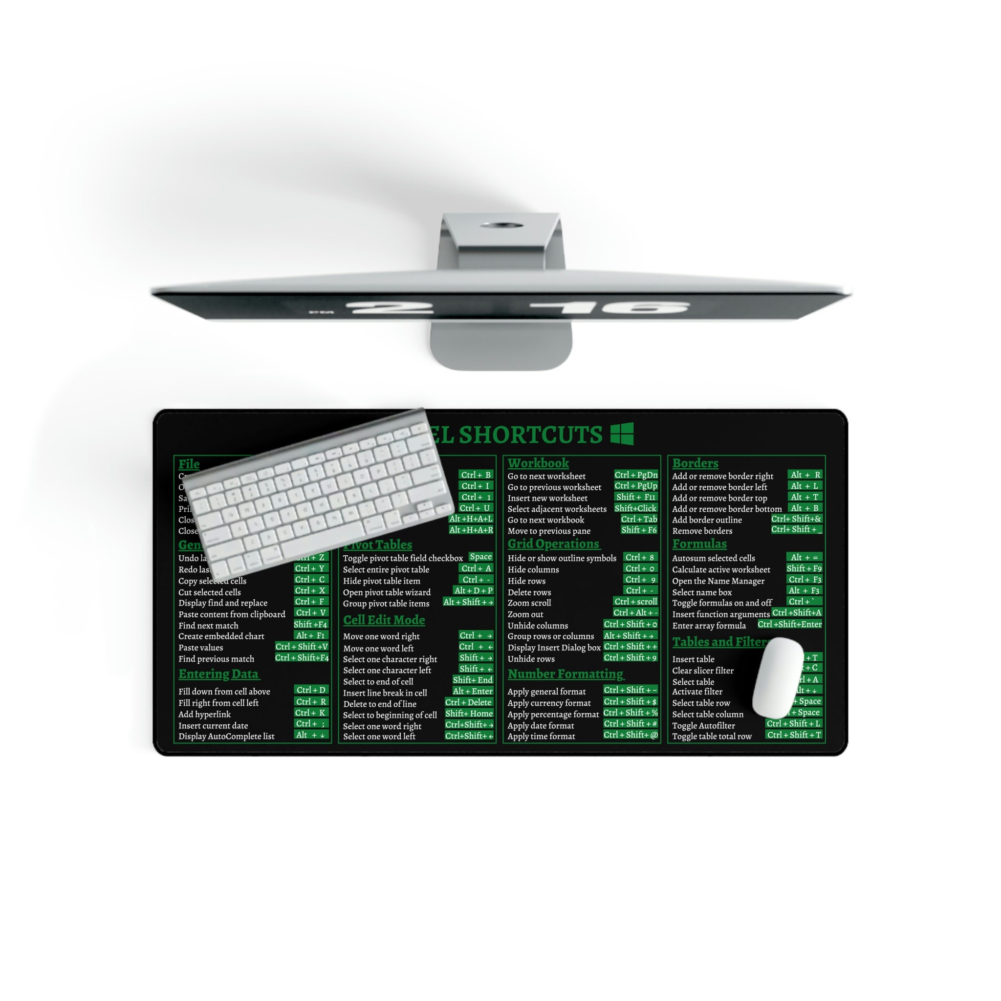 Excel Shortcuts Desk Mats Excel Shortcut Mouse Padexcel - Etsy