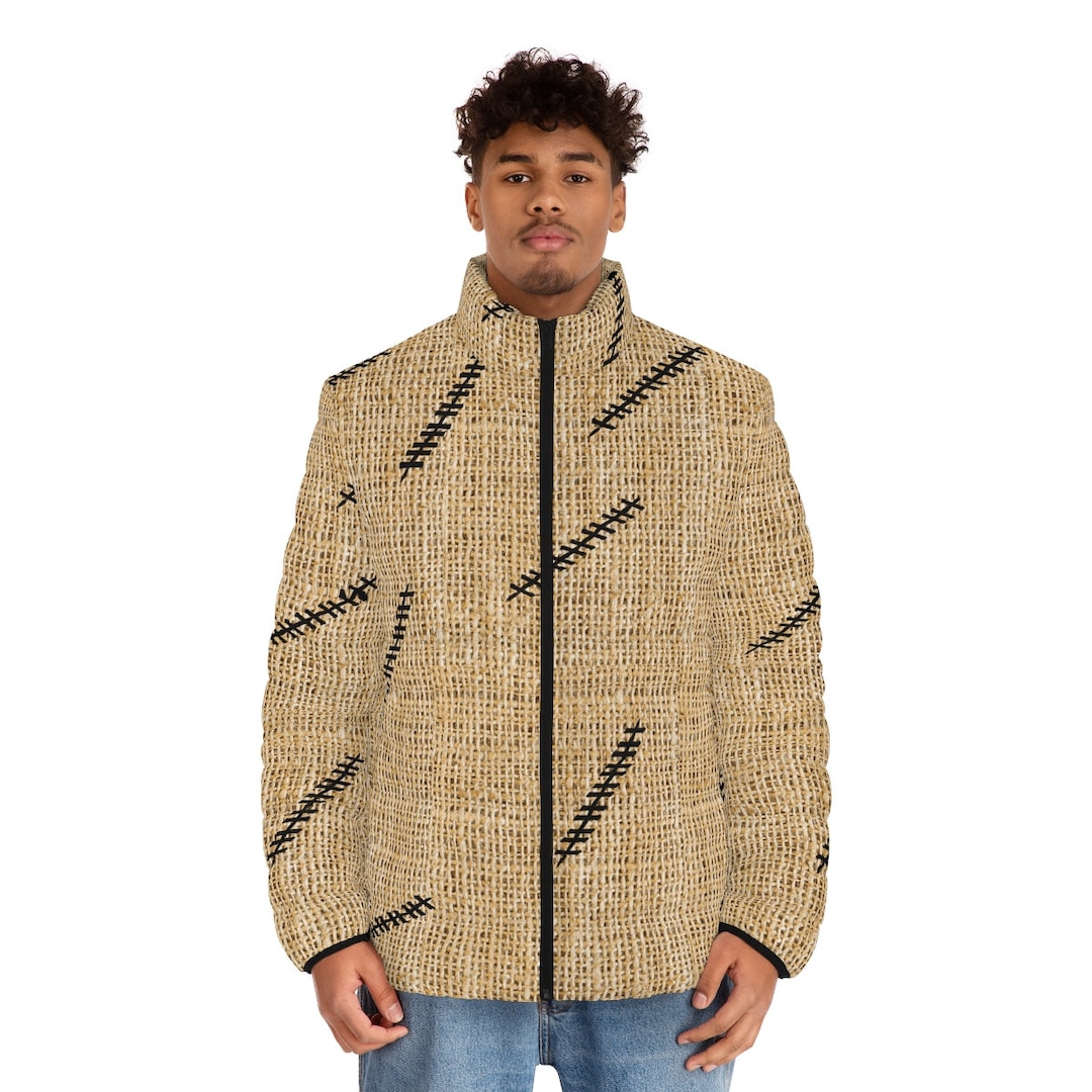 Burlap Sack Spandex Men's Puffer Jacket | Burlap Sack Jacket - Etsy