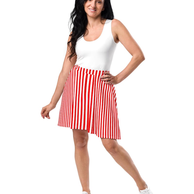 Red and White Striped Skirt - Etsy
