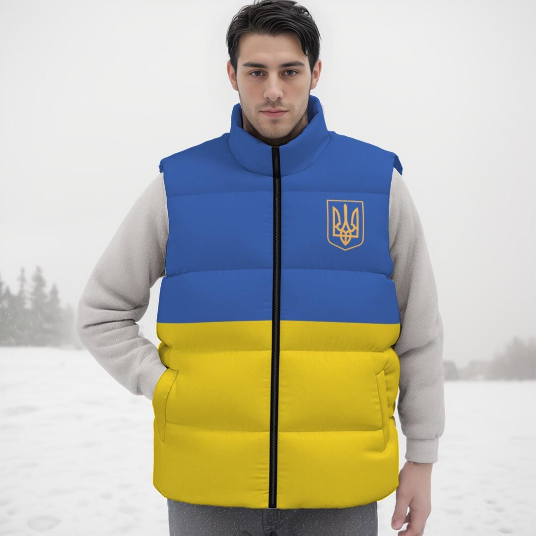 I'm With Ukraine – Warm Unisex Puffer Vest With Ukraine Flag Design ...
