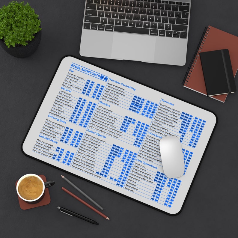 Excel Shortcuts Desk Mat, Excel Super Shortcuts Mouse Pad, Desk Mat ...