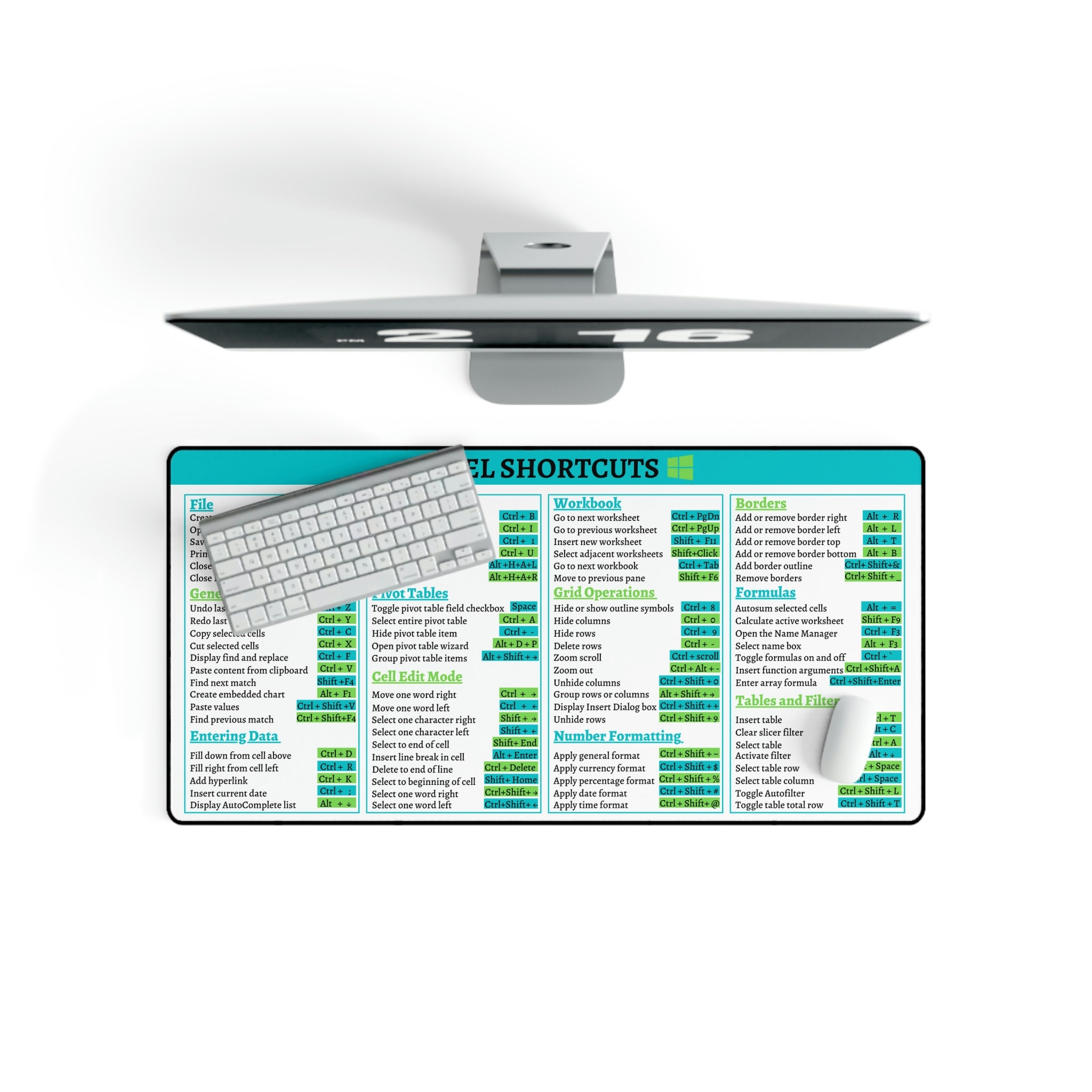 Excel Shortcuts Desk Mats, Excel Shortcut Mouse Pad,excel Shortcut ...