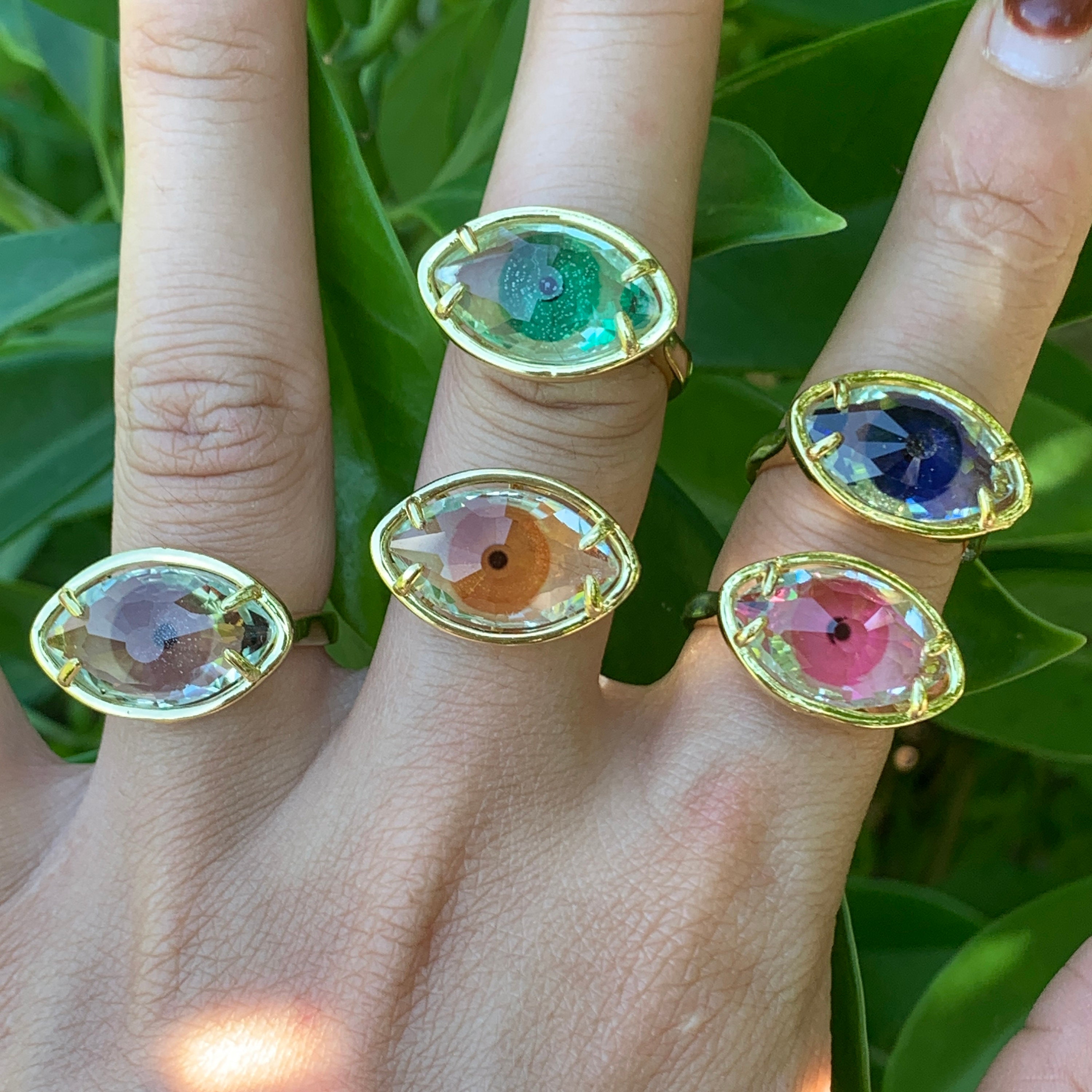 5 Colors Evil Eye Rings Lucky Eye Rings Animal Eyes Rings - Etsy