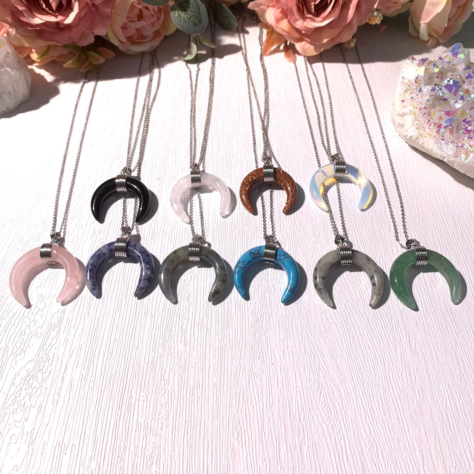 Celestial Moon Necklace Crescent Moon Double Horn Moon Moon - Etsy