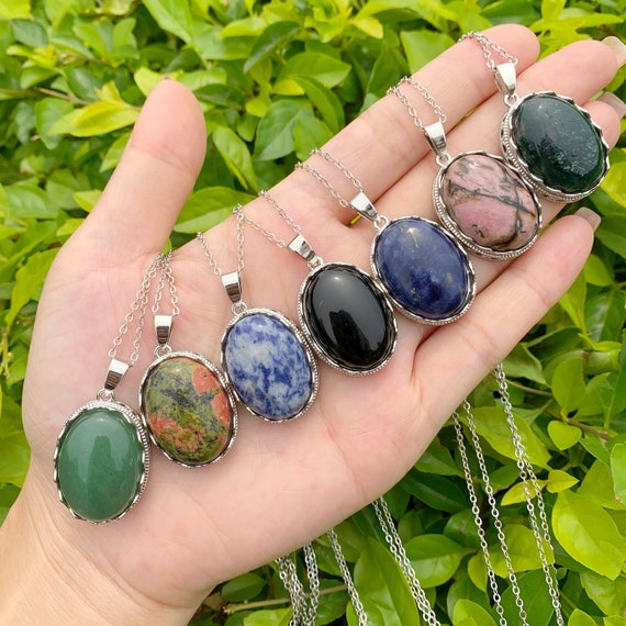 Natural Crystal Necklace Healing Crystal Necklace Gemstone Neacklace Chain Necklace Adjustable Chain Girl s Gift. Etsy