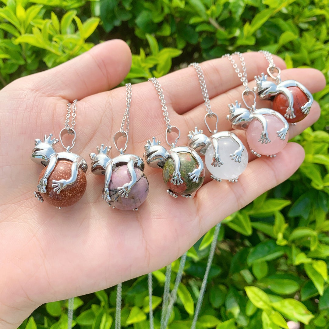Frog Wrap Necklace,heart Chakra, Healing Crystal Necklace, Spirit ...