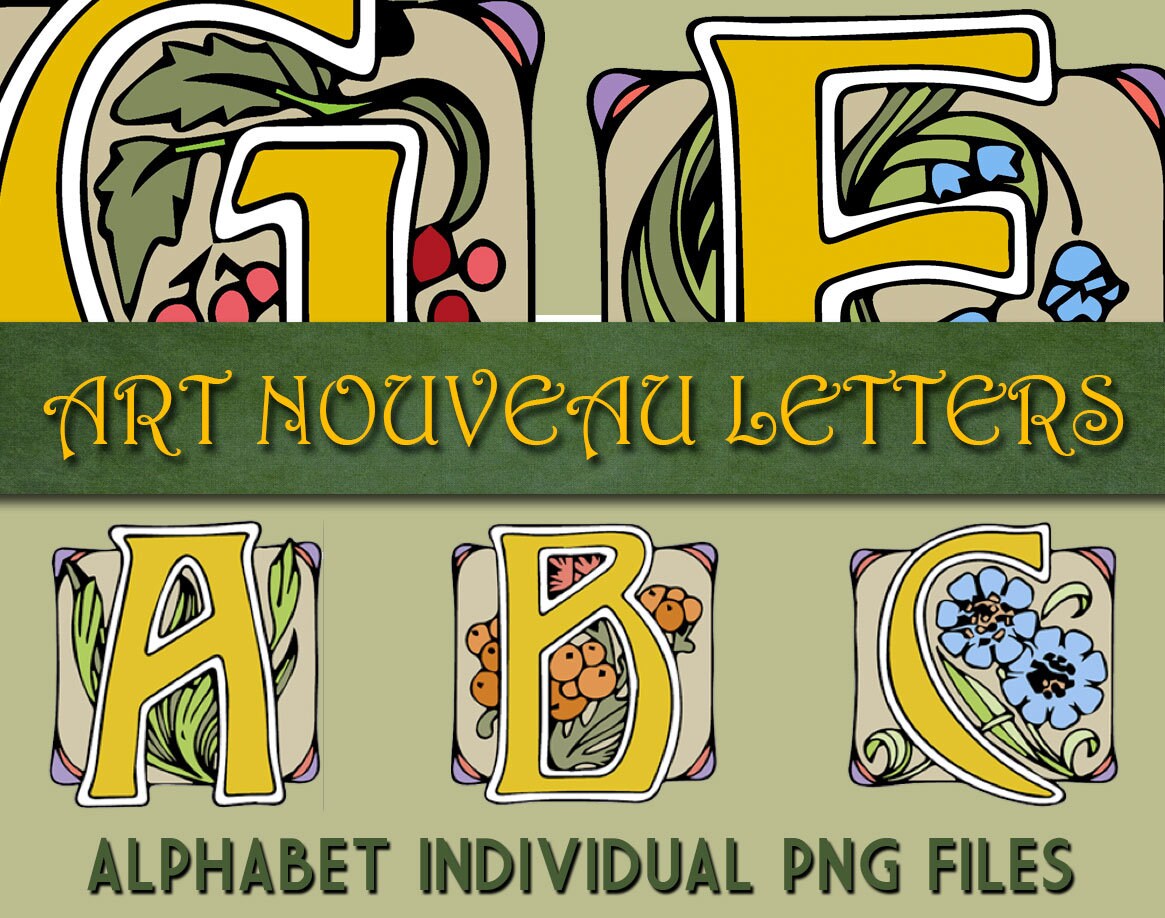Art Nouveau Individual Alphabet, Art Nouveau, Vintage Art, Scrapbook ...