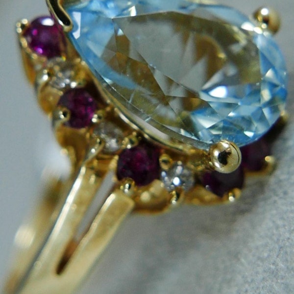 Aquamarine Ruby Ring - Etsy