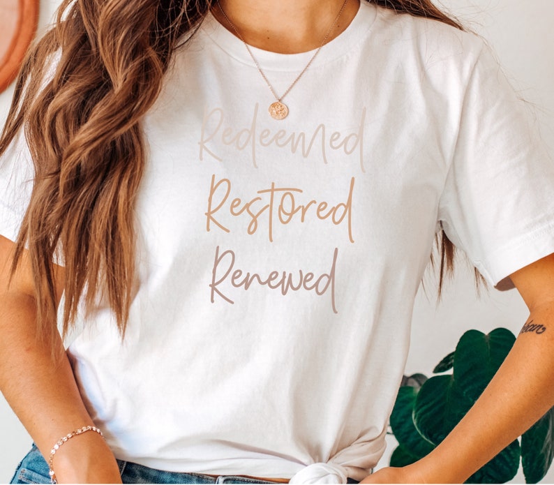 Camiseta renovada restaurada redimida/Camiseta cristiana de mujer ...