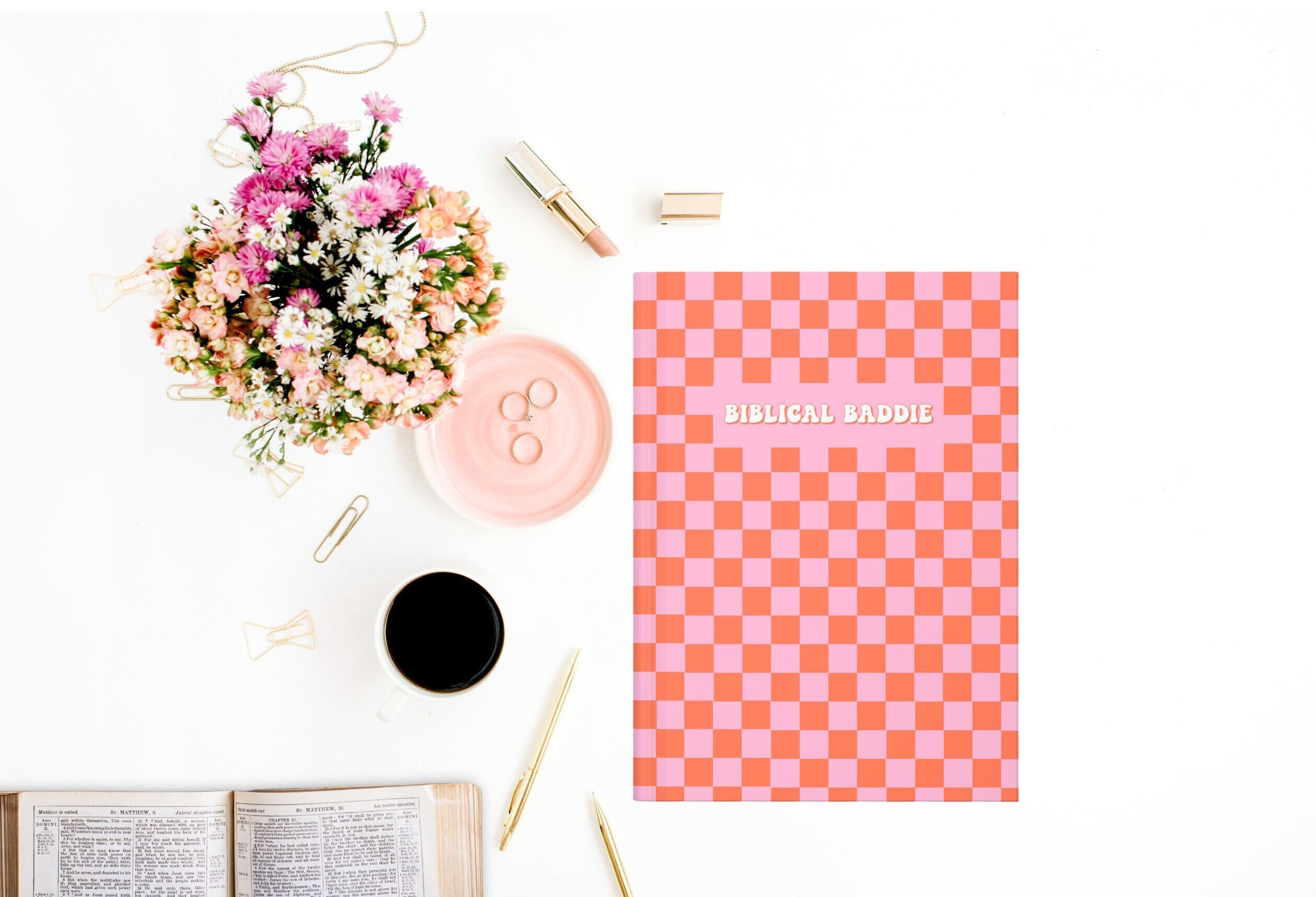 Biblical Baddie Bible Study Notebook|trendy Church Notebook|checkered ...