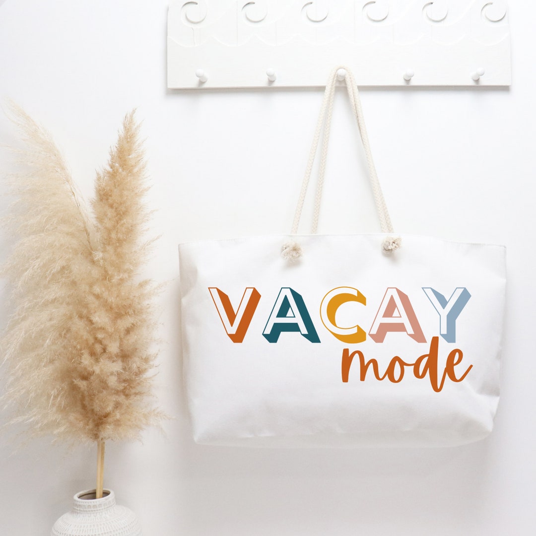 Vacay Mode Beach Bag With Rope Straps|travel Weekender Bag|large Beach ...