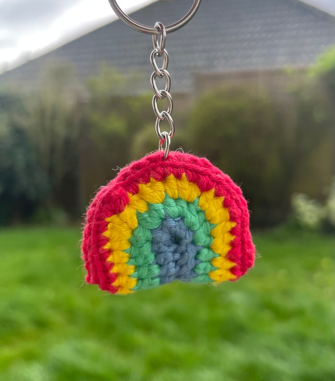 Crochet Rainbow Keyring: Handmade Cotton Car Charm - Etsy