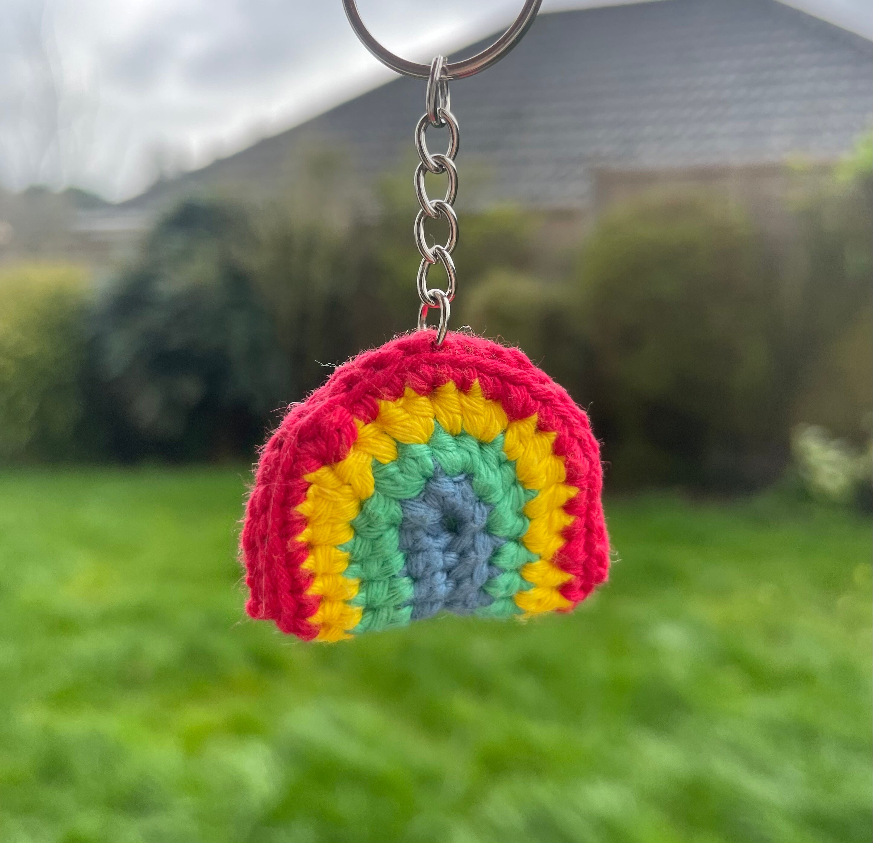 Crochet Rainbow Keyring: Handmade Cotton Car Charm - Etsy