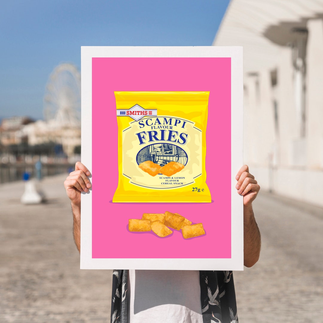 Scampi Flavour Fries - Art Illustration Print - British Crisps ...