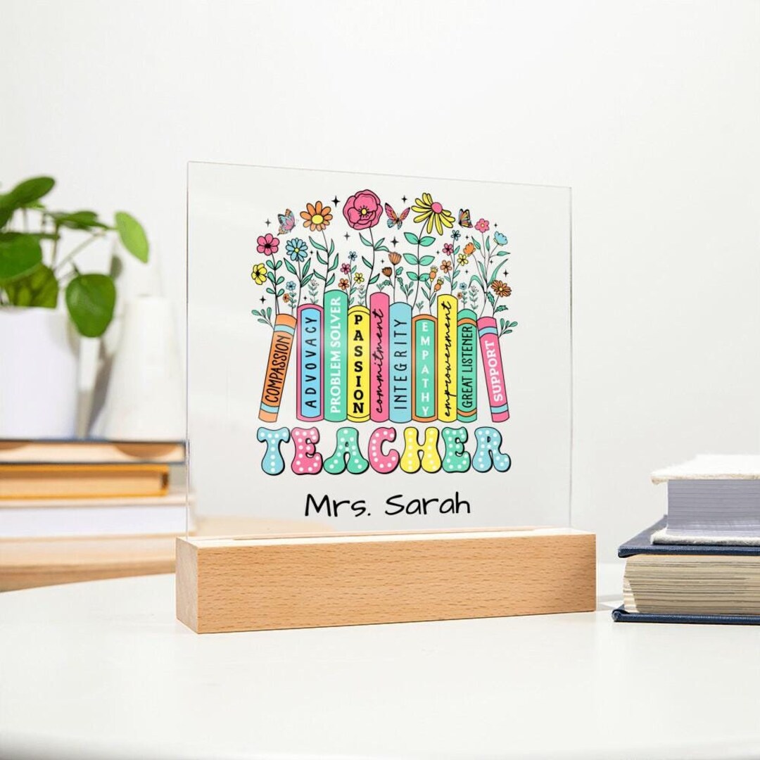 Personalized Teacher Gift - Custom Acrylic Sign for Teacher Desk ...