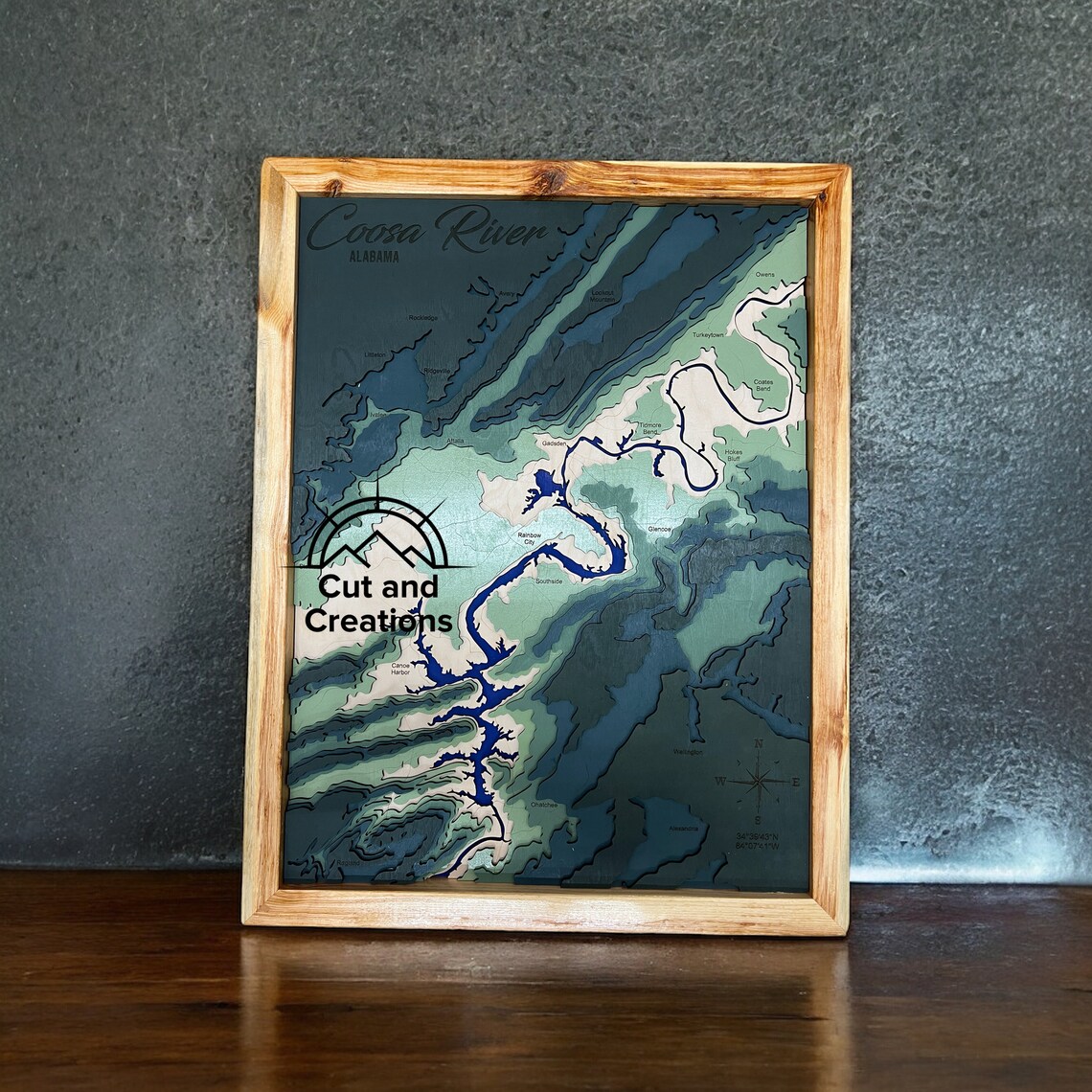 Topographical Coosa River Map - Etsy