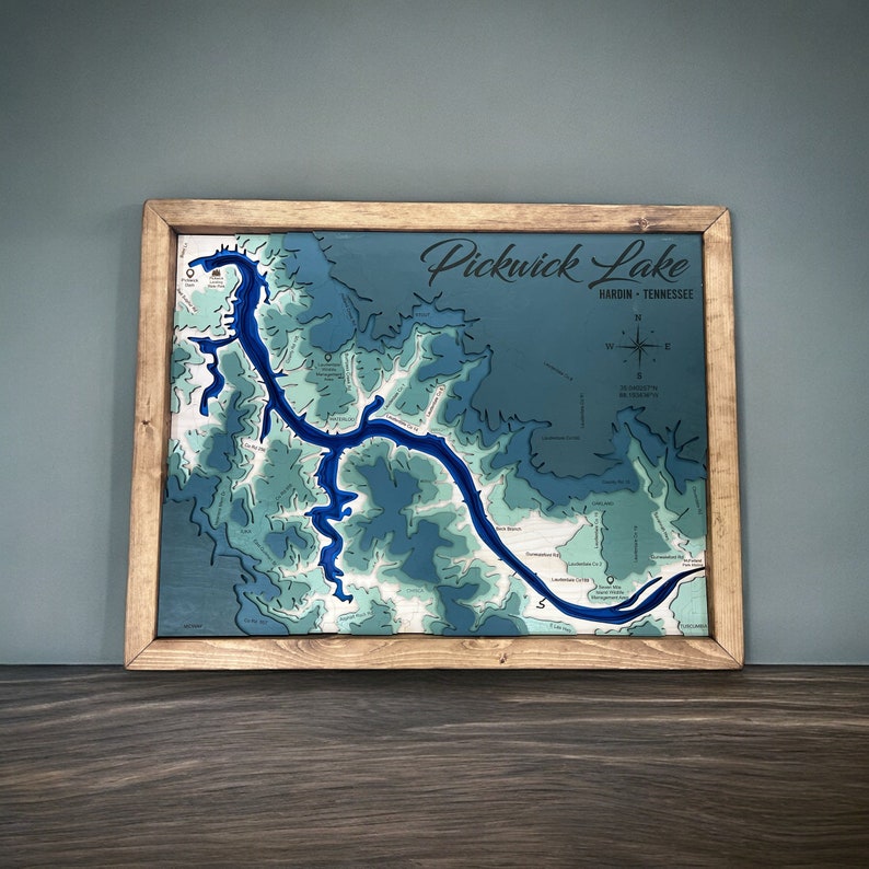 Topographical Pickwick Lake Map - Etsy
