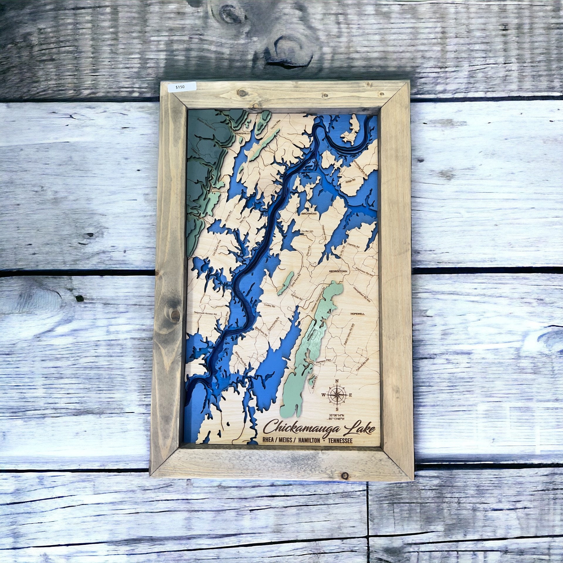 Topographical Chickamauga Lake Map - Etsy