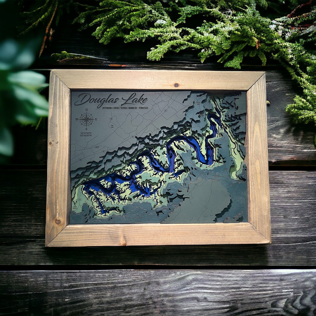 Topographical Handmade Douglas Lake Map - Etsy