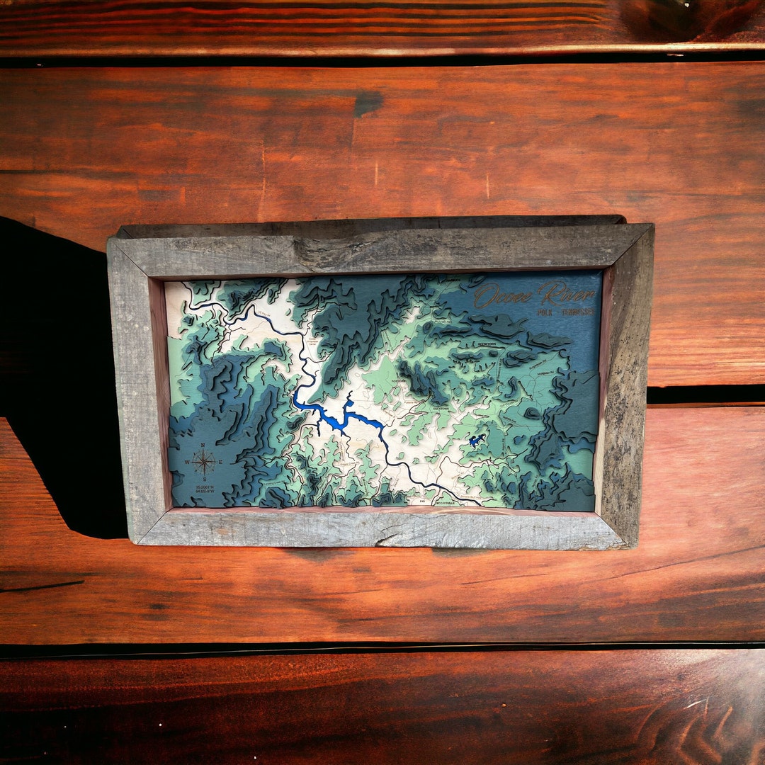 Topographical Ocoee River Map - Etsy