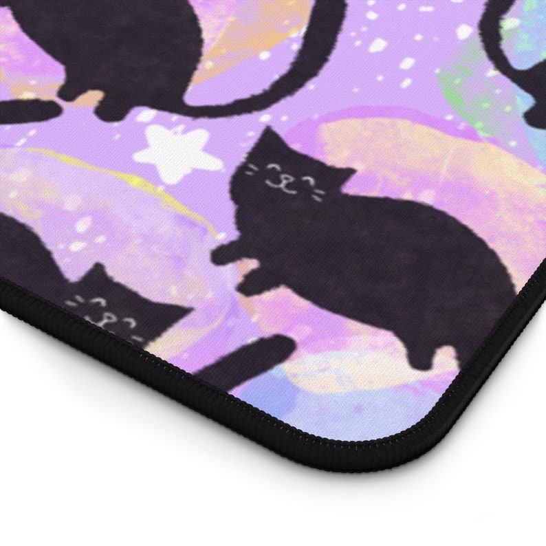 Black Cat Desk Mat Long Desk Pad for Gaming Home Office - Etsy
