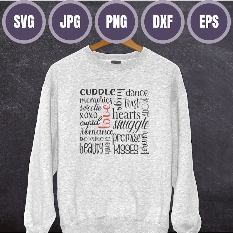 Love Words Collage SVG, Word Collage, Valentine's Day, Vinyl Cut File ...