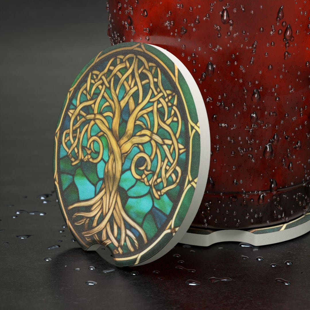 Celtic Tree of Life Soapstone Car Coaster - Unique Decorative Drink ...