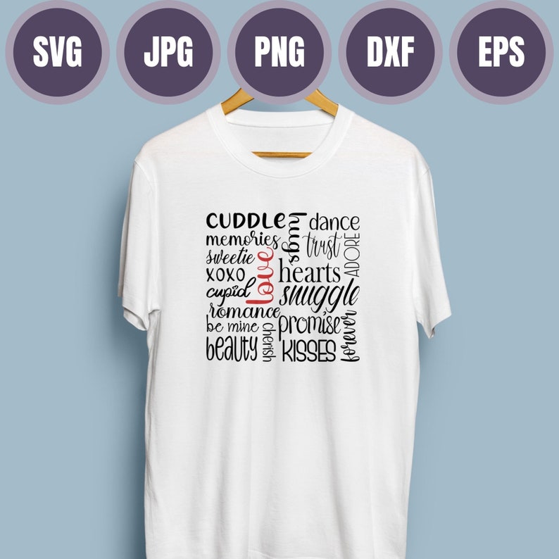 Love Words Collage SVG, Word Collage, Valentine's Day, Vinyl Cut File ...