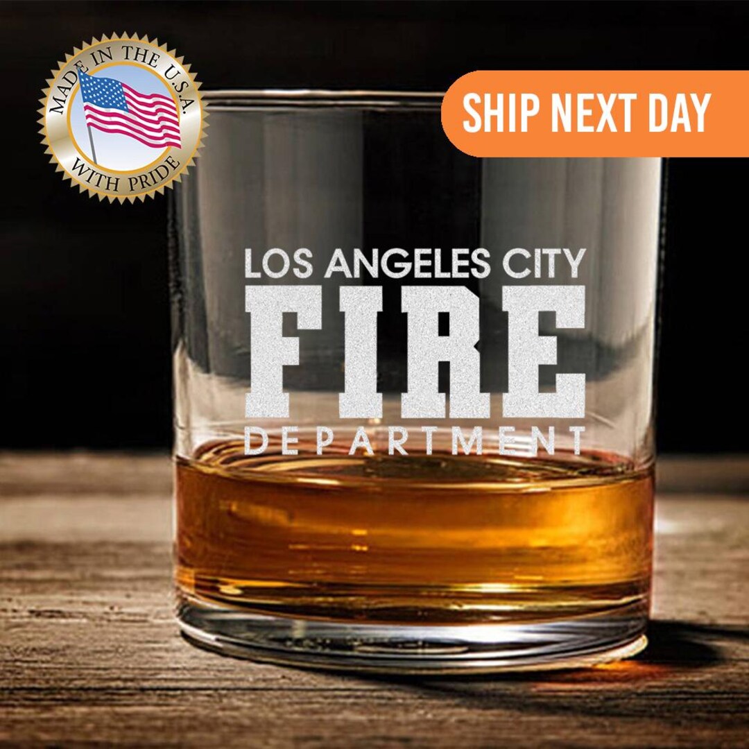 Los Angeles Fire Department Whiskey Glass, Firefighter Engraved ...