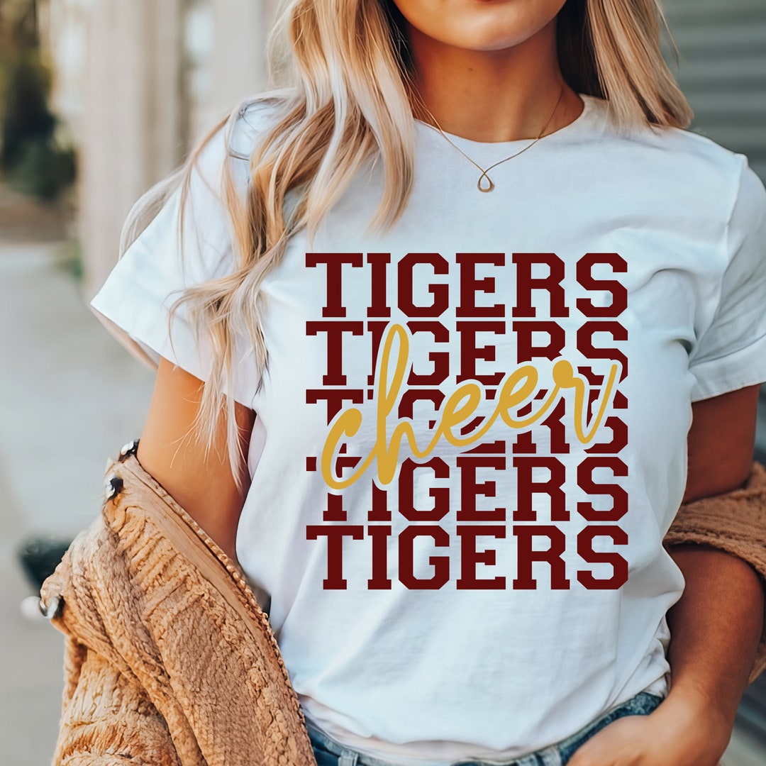 Tiger Cheer Shirt, Maroon and Gold Cheerleader T Shirt, Tiger Football ...