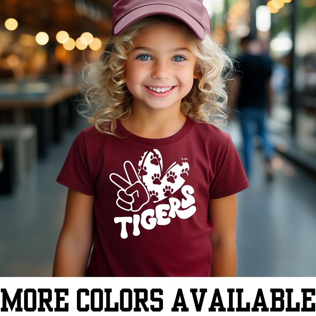 Peace Love Tigers Shirt,maroon and Pink Tiger Shirt, Kid Tiger Game Day ...